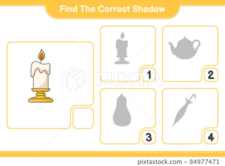 Find the correct shadow. Find and match the...-插圖素材 [84977471] - PIXTA圖庫