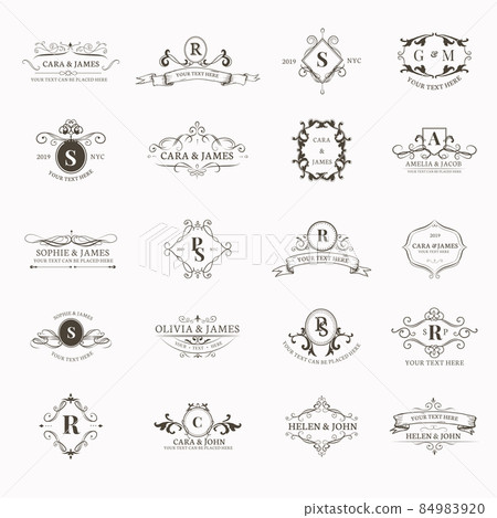Emblems with initials set - Stock Illustration [84983920] - PIXTA