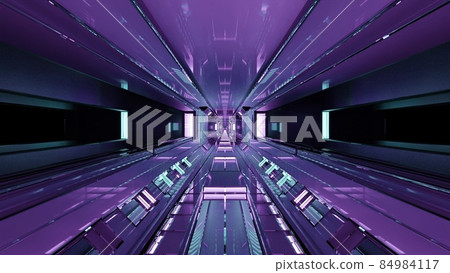 4K UHD 3d illustration of sci fi purple tunnel - Stock Illustration ...