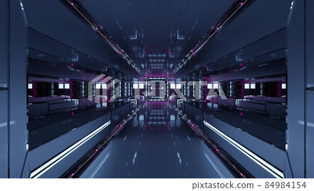 3d illustration of 4K UHD sci fi metal corridor - Stock Illustration ...