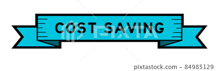 Ribbon label banner with word cost saving in... - Stock Illustration ...