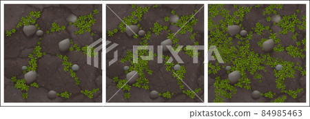Barren land texture with green plants grow on soil - Stock Illustration ...