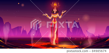 Devil woman in hell world, Halloween character - Stock Illustration ...