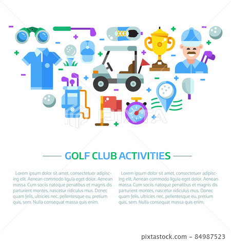 Golf Club Web Banner Template in Flat - Stock Illustration [84987523 ...