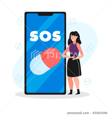 SOS Pills Smartphone Composition - Stock Illustration [85005846] - PIXTA