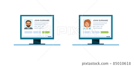 A profile account on a computer for a man and a... - Stock Illustration ...