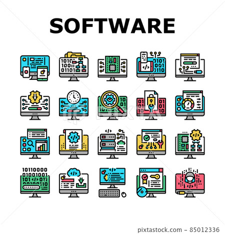 Software Program Development Icons Set Vector - Stock Illustration ...