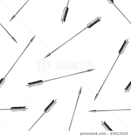 Seamless pattern of vintage monochrome detailed...-插圖素材 [85022020 ...