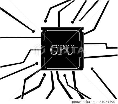 CPU silhouette connected by circuit - Stock Illustration [85025190] - PIXTA