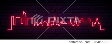 Red neon skyline of Oslo city. - Stock Illustration [85043000] - PIXTA