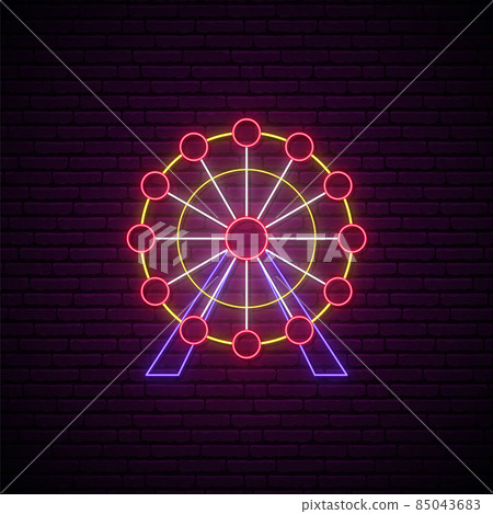 Neon Ferris wheel sign. - Stock Illustration [85043683] - PIXTA