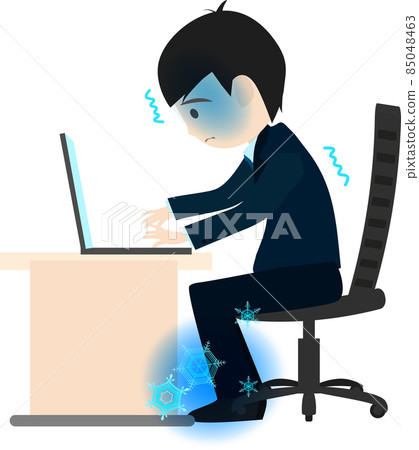 Businessmen working in a cold office-cold image... - Stock Illustration ...