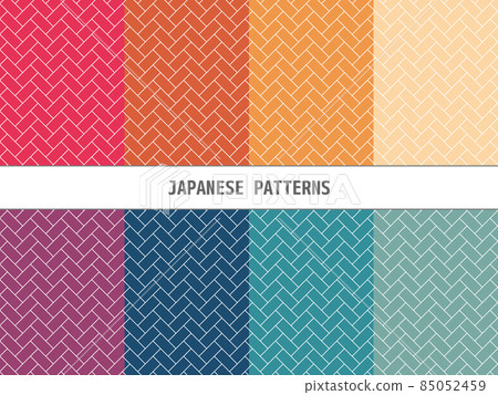 Japanese pattern cypress Higaki set swatch... - Stock Illustration ...
