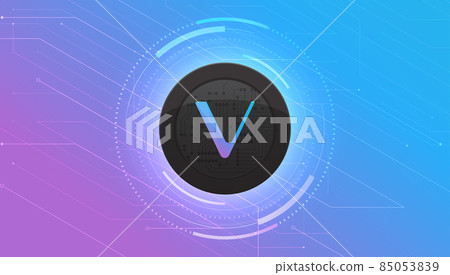 Vechain coin banner. VET coin cryptocurrency... - Stock Illustration ...
