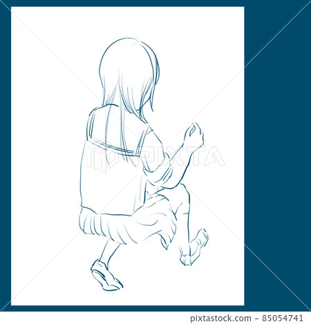 Girl with long hair in a sailor suit - Stock Illustration [85054741 ...