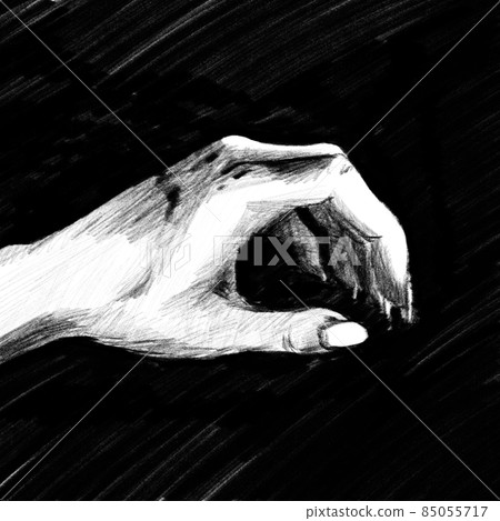 Left hand with embossed blood vessels and black... - Stock Illustration ...