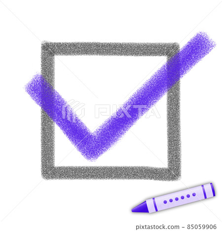 Checkmark no.02 written in blue crayon - Stock Illustration [85059906 ...