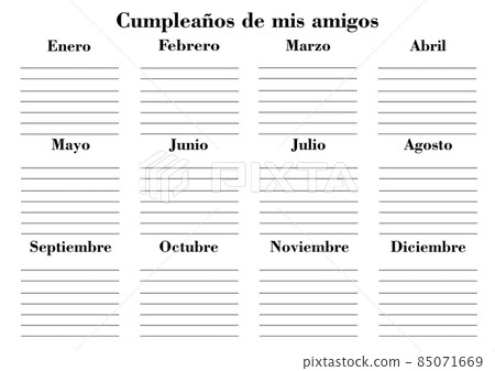 Friends Birthdays. Yearly calendar of friends... - Stock Illustration ...