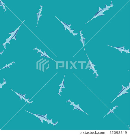 Saw shark seamless pattern in scandinavian... - Stock Illustration ...