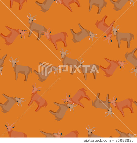 Seamless pattern of goat. Domestic animals on... - Stock Illustration ...