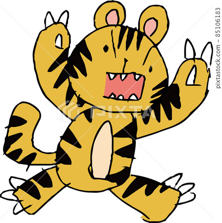 Bad tiger picture Children's graffiti Tiger year - Stock Illustration ...