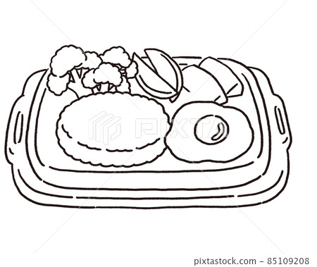 Plate with fried egg and hamburger, broccoli,... - Stock Illustration ...