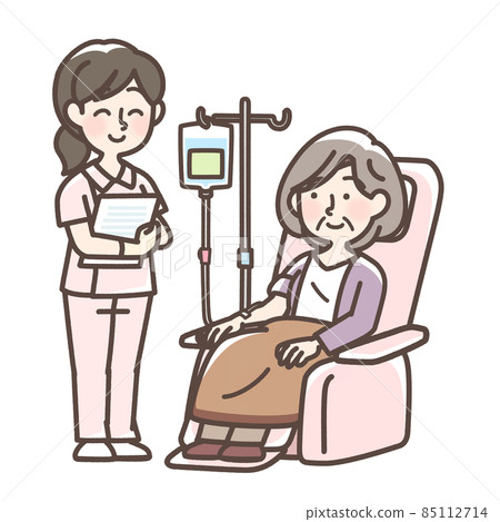 Females and nurses receiving IV drip - Stock Illustration [85112714 ...