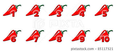 Chili Pepper Illustration Number Red 10 - Stock Illustration [85117321 ...