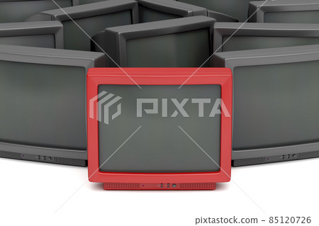 One unique red tv in front of others - Stock Illustration [85120726 ...