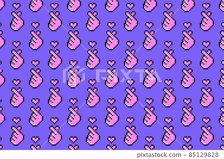 K pop love symbol pixel art seamless pattern - Stock Illustration ...