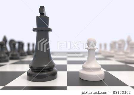 Two chess pieces on a chessboard 3D illustration - Stock Illustration ...