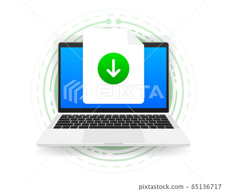 Download file with label on laptop screen....-插圖素材 [85136717] - PIXTA圖庫