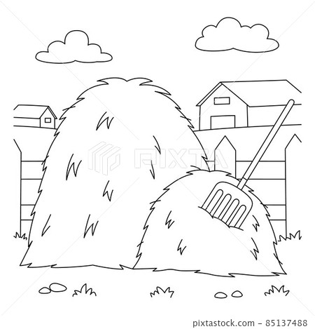 Haystack Coloring Page for Kids - Stock Illustration [85137488] - PIXTA