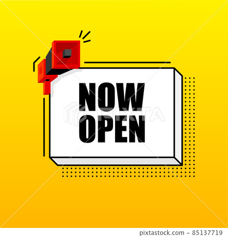 Now Open banner template. Marketing flyer with... - Stock Illustration ...