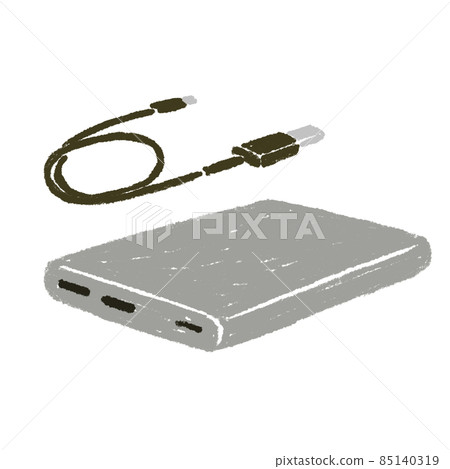 Mobile battery cable illustration hand drawn... - Stock Illustration ...
