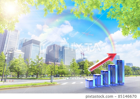 Tokyo cityscape and rising graph - Stock Illustration [85146670] - PIXTA