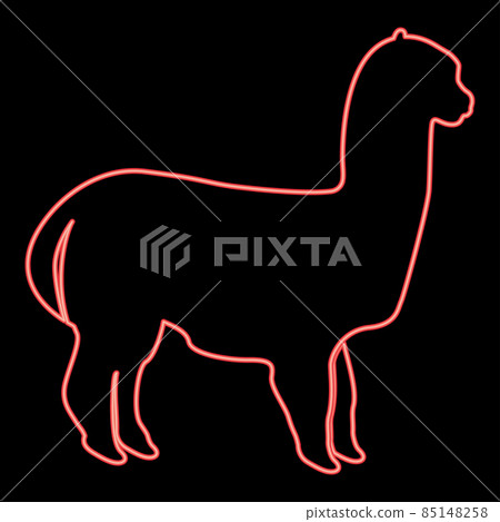 Neon alpaca red color vector illustration image...-插圖素材 [85148258 ...
