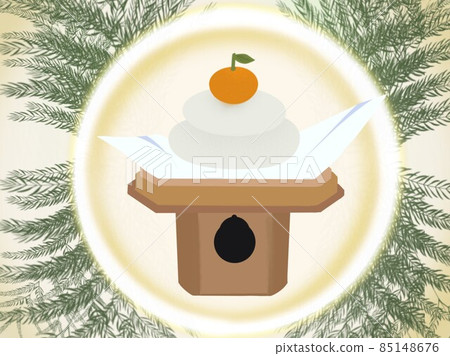 Kagami mochi with background - Stock Illustration [85148676] - PIXTA