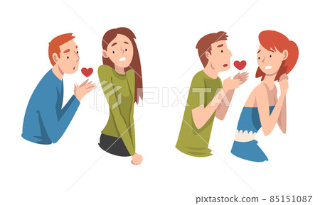Man and Woman Experiencing Unrequited Love... - Stock Illustration ...