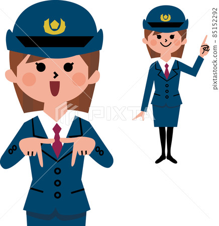 Female police officer pointing a finger - Stock Illustration [85152292] - PIXTA