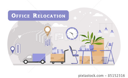 Relocation Office Moving Delivery Changing address - Stock Illustration ...