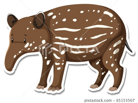 A sticker template of tapir cartoon character - Stock Illustration ...