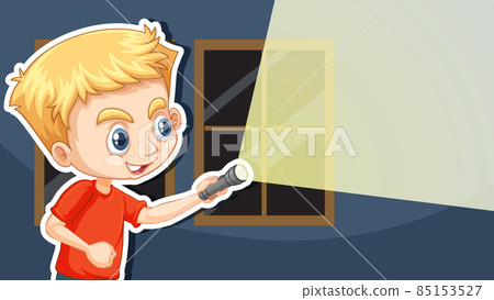 Thumbnail design with a boy using flashlight-插圖素材 [85153527] - PIXTA圖庫
