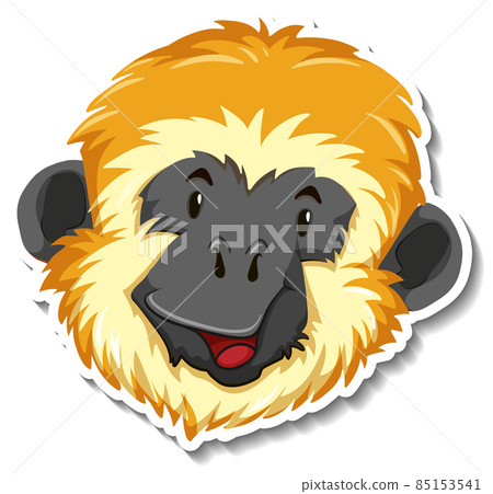Head of Gibbon animal cartoon sticker - Stock Illustration [85153541 ...