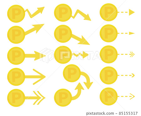 Coin arrow point yellow type set - Stock Illustration [85155317] - PIXTA