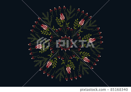 Pattern for embroidery of a circle of twigs... - Stock Illustration ...