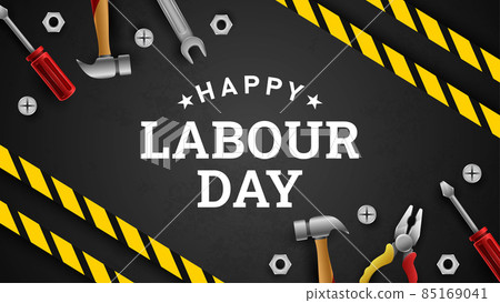 Happy Labour Day Background with Yellow Stripe...-插圖素材 [85169041] - PIXTA圖庫
