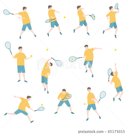 A collection of poses for tennis players - Stock Illustration [85173015 ...