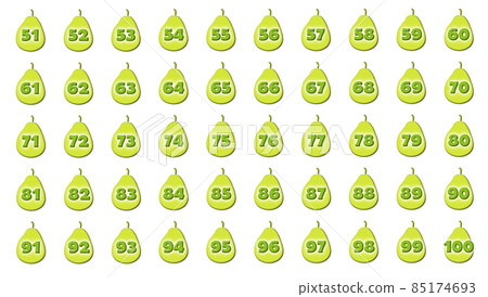 Pear Numbers Pear Green 100 - Stock Illustration [85174693] - PIXTA