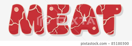 The word MEAT logo, stylized as a piece of meat... - Stock Illustration ...